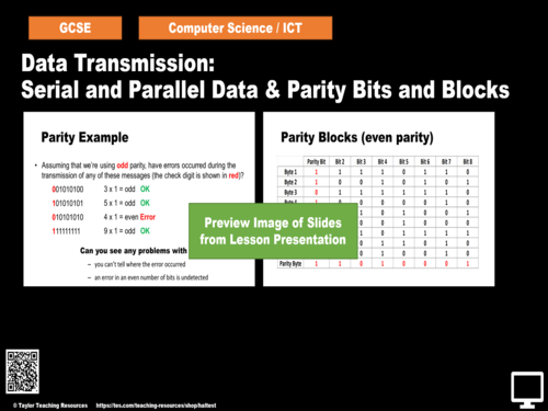 Data Transmission -serial + parallel data / parity bits + blocks -GCSE ...