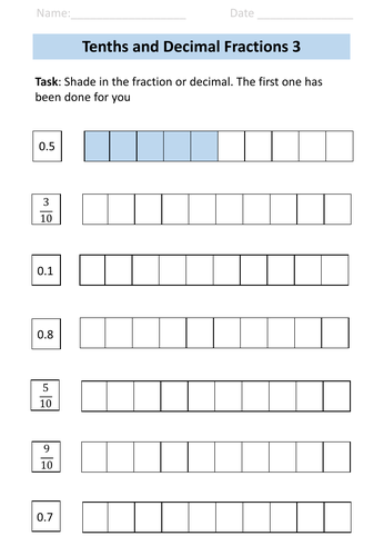 Fractions: Year 3 - Tenths Worksheets | Teaching Resources