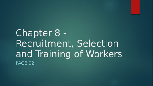 CIE IGCSE Business Studies Recruitment, Selection and Training ...