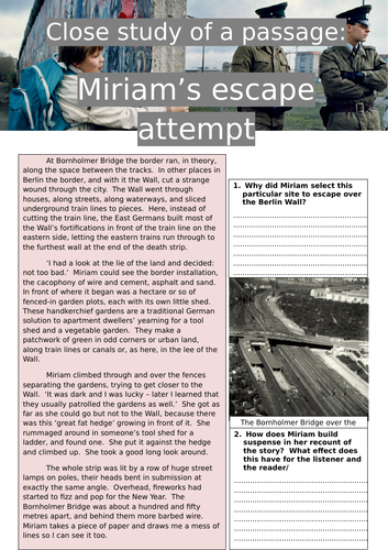 Stasiland - Close study of a passage: Miriam's escape attempt ...