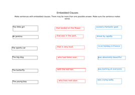 Embedded clauses Presentation and 3 worksheets | Teaching Resources