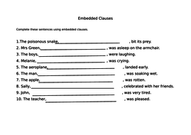 Embedded clauses Presentation and 3 worksheets | Teaching Resources