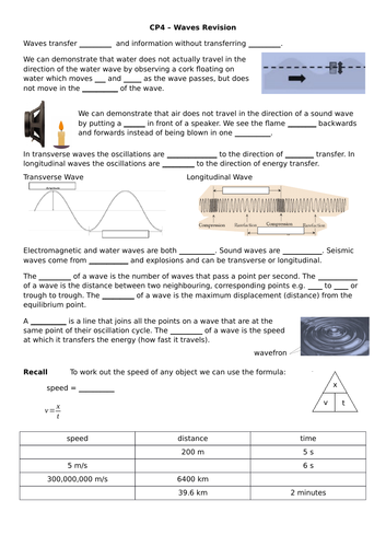 CP4 Waves Revision Edexcel GCSE 9-1 Physics | Teaching Resources