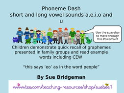 Phoneme Dash short and long vowel a, e, i, o and u | Teaching Resources