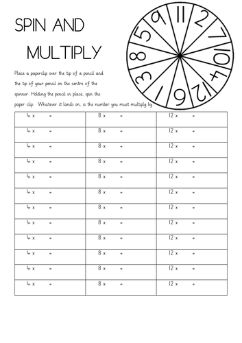 Times Tables Spin and Multiply | Teaching Resources
