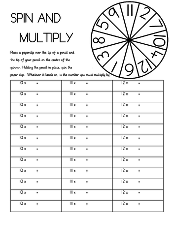 Times Tables Spin and Multiply | Teaching Resources