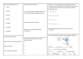 KS3 Separating mixtures revision mat | Teaching Resources