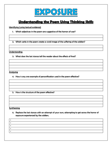 Exposure - Wilfred Owen | Teaching Resources