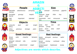 Supehero Minion Amazing Adjectives | Teaching Resources