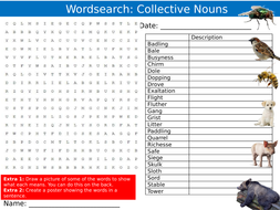 2 x Collective Nouns Animals Wordsearch Puzzle Sheet Keywords Settler ...