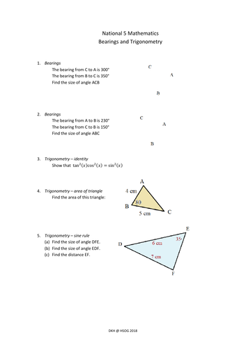 Bearings and Trigonometry questions | Teaching Resources
