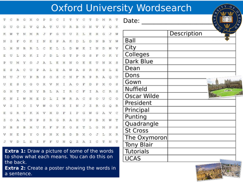 Oxford University Wordsearch Puzzle Sheet Keywords Settler Starter ...