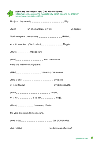 Je m'appelle - About me in French - Video + Worksheets | Teaching Resources