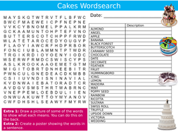 Types of Cakes Wordsearch Puzzle Sheet Keywords Settler Starter Cover ...