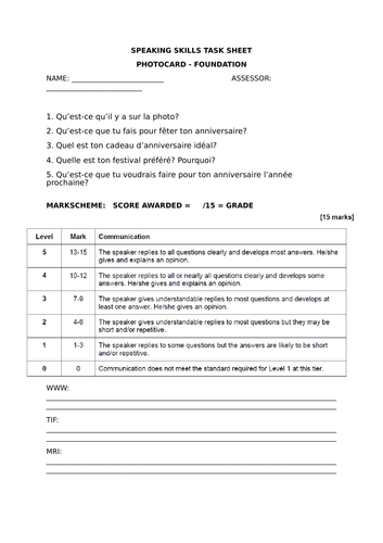 French Festivals Speaking Skills | Teaching Resources