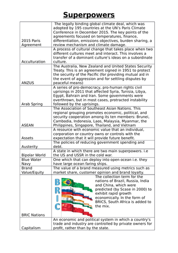 New Spec Edexcel A Level: Superpowers Glossary | Teaching Resources