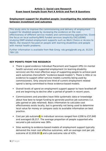 BTEC Health and Social Care Unit 4 Enquiries into Current Research ...