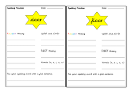Year 2 Common Exception Word Spelling Practise | Teaching Resources