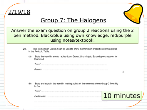New AQA AS Inorganic chemistry- Group 7 | Teaching Resources