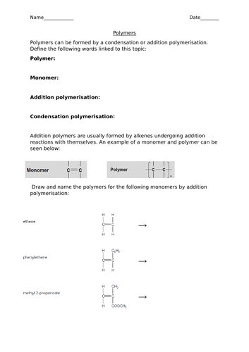 New AQA A2 Organic chemistry- Polymers | Teaching Resources