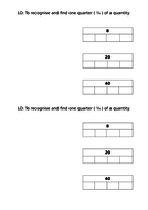 Year 1/2 Maths: Finding a quarter of a quantity (fractions) - bar model ...