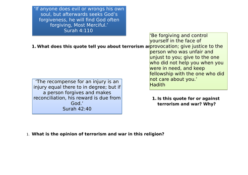 9.11, Terrorism, War and Peace | Teaching Resources