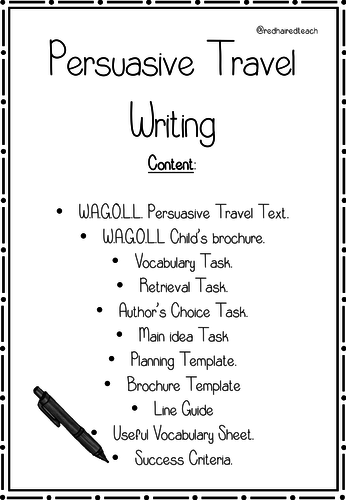 KS2 Persuasive Travel Writing Complete Unit of Work . Incl: WAGOLL ...