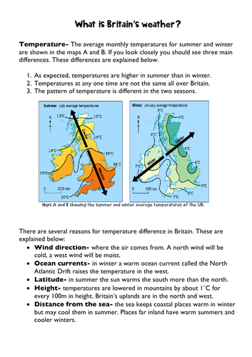British Weather (Climate, Temperature, Rainfall)- KS3 Geography L8-9 ...