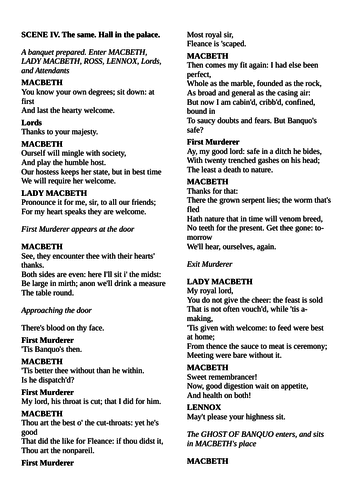 Act 3 Scene 4 Macbeth GCSE English Literature 9-1 | Teaching Resources