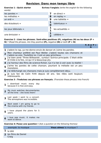 Dans mon temps libre | Teaching Resources