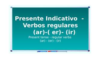 Spanish Grammar -The Present Tense Regular Verbs (ar) (er) (ir) with 20 ...