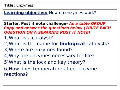 AQA Enzymes | Teaching Resources