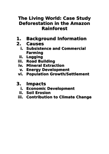 Deforestation of the Amazon Case Study Booklet | Teaching Resources