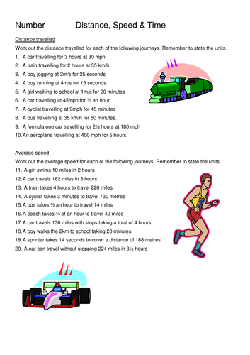 Introduction to Distance, Speed, Time | Teaching Resources
