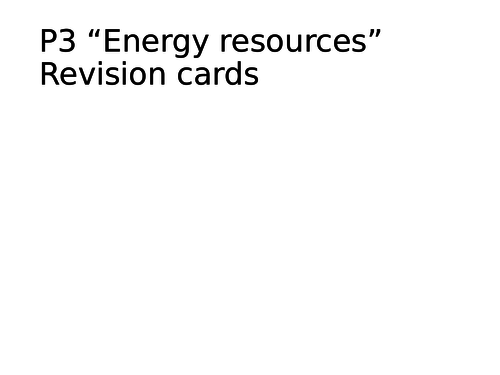 P3 revision card lessons (new AQA 9-1 Physics) | Teaching Resources