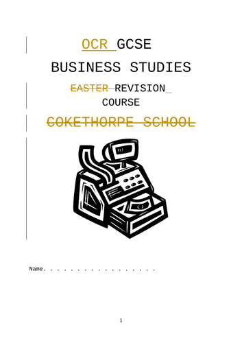 OCR GCSE Business Revision Booklet | Teaching Resources