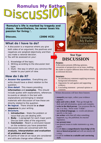 Romulus My Father - assessment Task | Teaching Resources