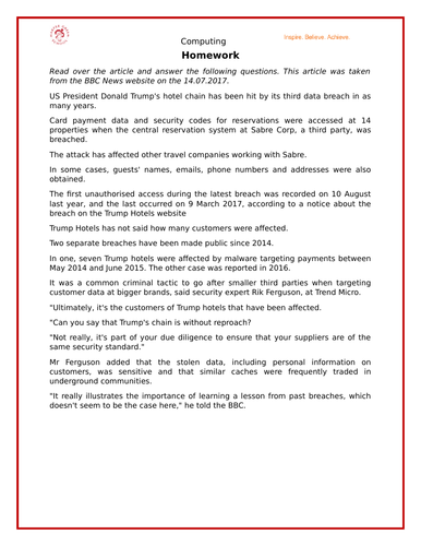 Reading Article Homeworks | Teaching Resources