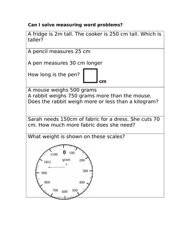 Year 2 Measurement planning and resources | Teaching Resources