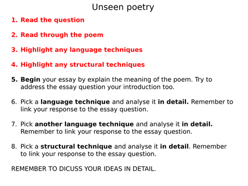 Unseen poetry scaffolding | Teaching Resources