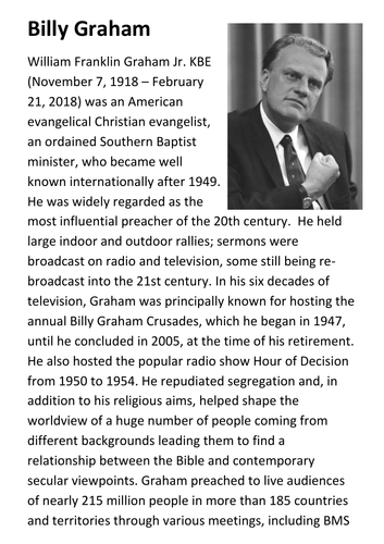 Billy Graham Handout | Teaching Resources