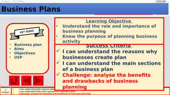 9-1 New Edexcel GCSE Business 1.4 Business Plans Lesson (2 hours ...