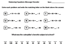 Balancing Equations Activity: Math Message Decoder | Teaching Resources