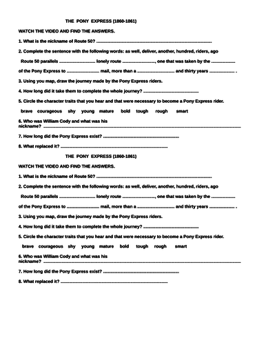 THE PONY EXPRESS | Teaching Resources