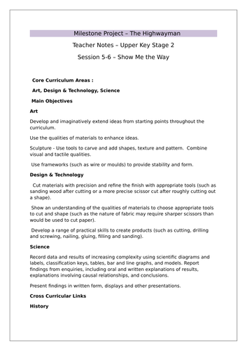 The Highwayman 8 Lesson Plans Overview | Teaching Resources