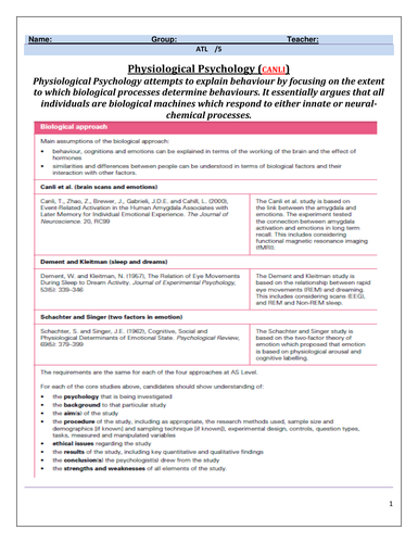CIE A' level Psychology - Canli | Teaching Resources