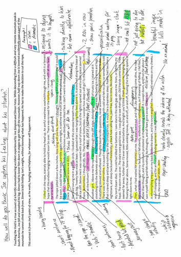 Touching the Void annotated extracts + examiner podcast- GCSE English ...