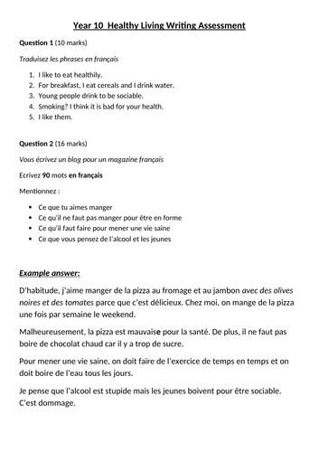 Une vie saine | Teaching Resources