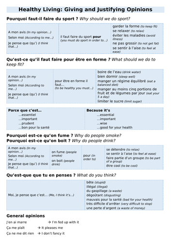 Une vie saine | Teaching Resources