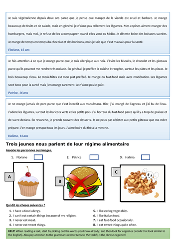 Une alimentation saine | Teaching Resources